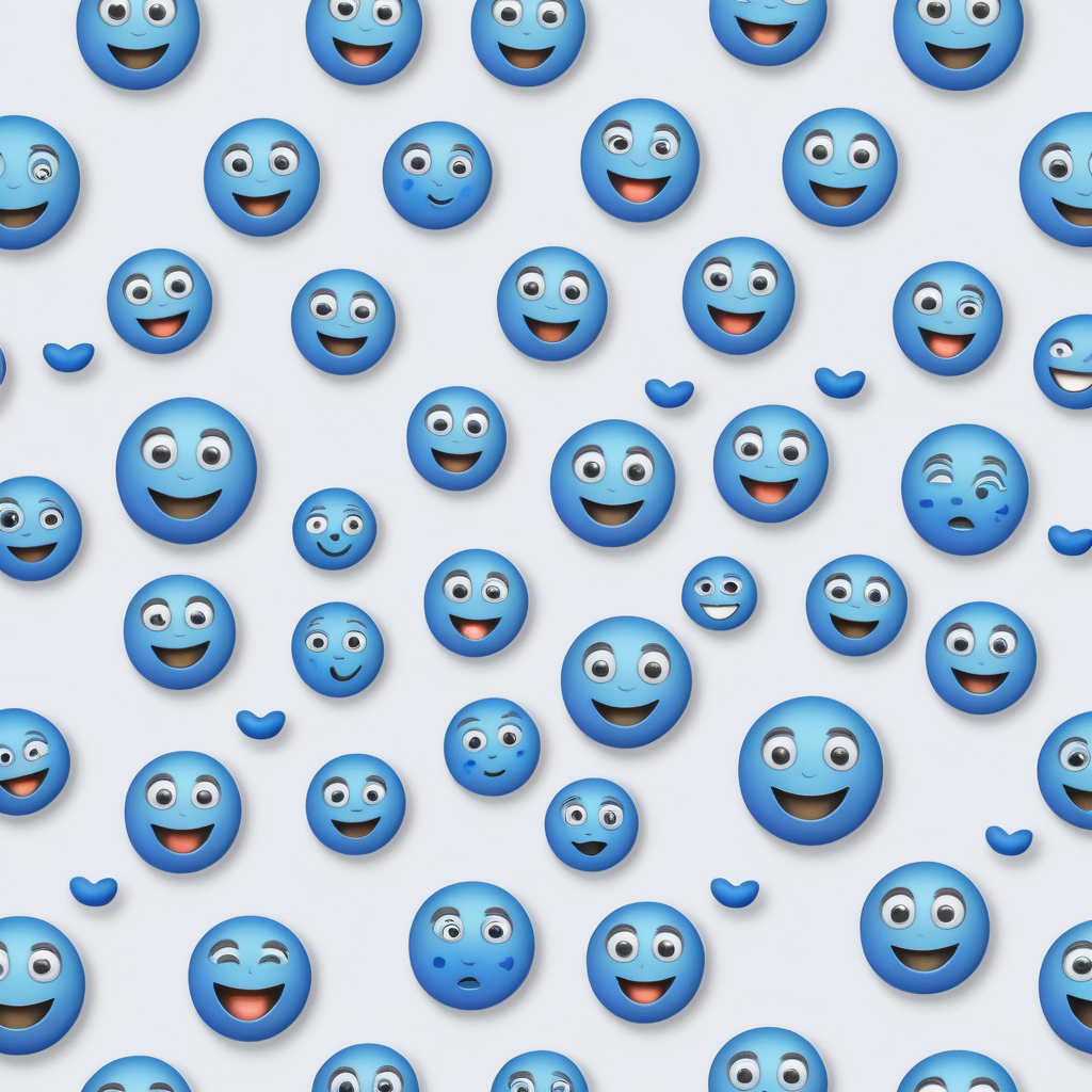 A Colorful Collection of Various Blue Emoticons Expressing Different ...
