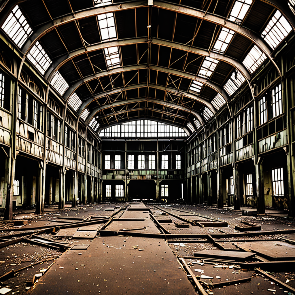 inside disused spooky factory, masterpiece, best quality, phot0