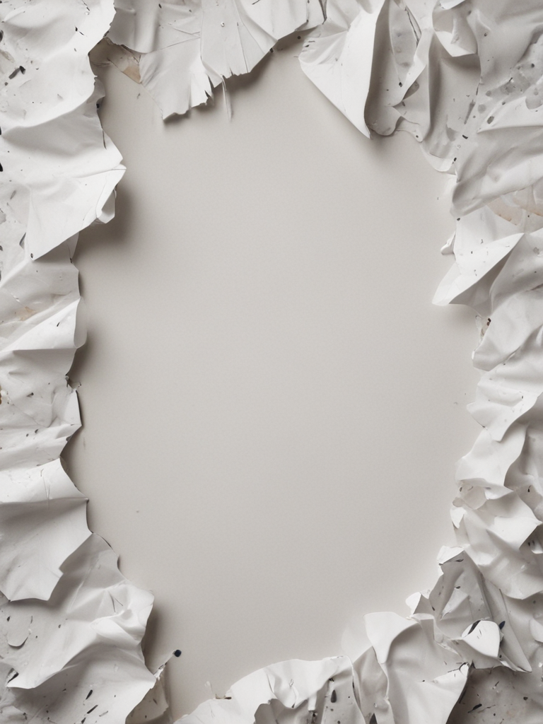 Crumbled White Paper Frame Surrounding a Blank Space for Creative Ideas