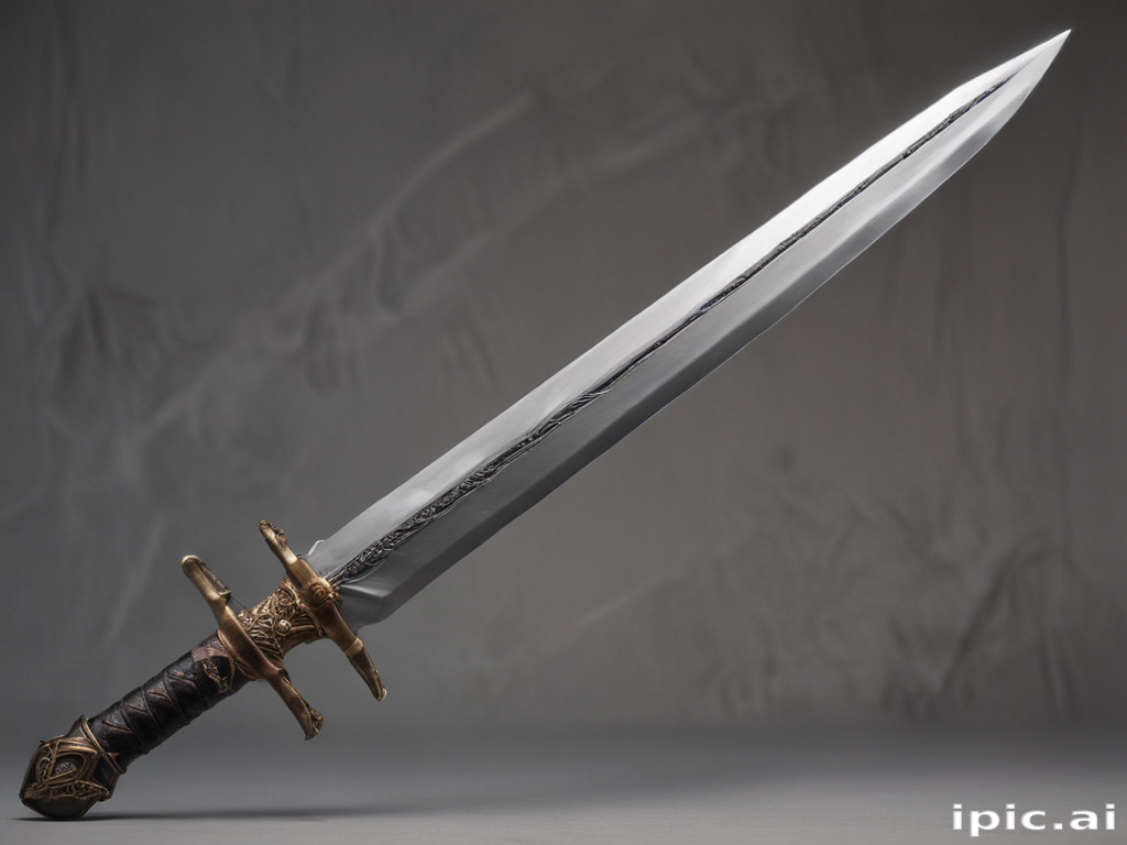 A Majestic Sword with Intricate Design and Glimmering Blade Displayed ...