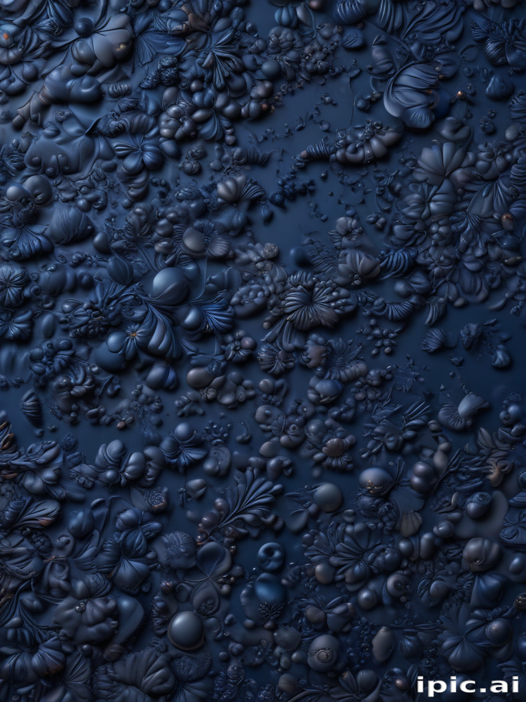 Intricate Textures of Floral Patterns in Rich Dark Blue Tones