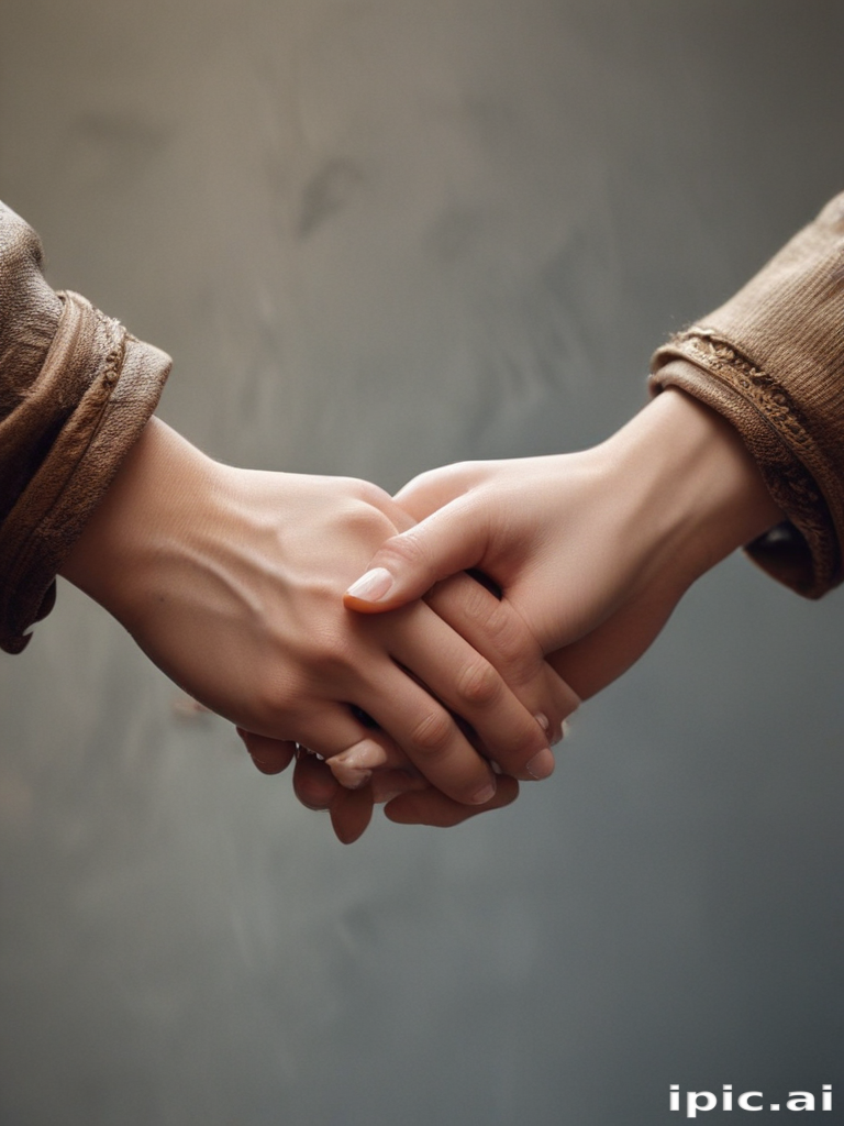 Two Hands Embracing in Unity, Symbolizing Love and Connection Between ...