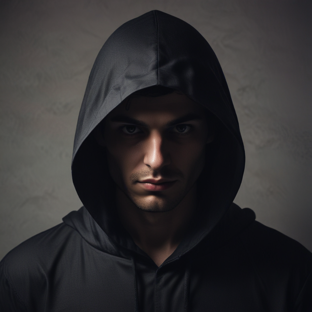 mystical hooded man shadow face