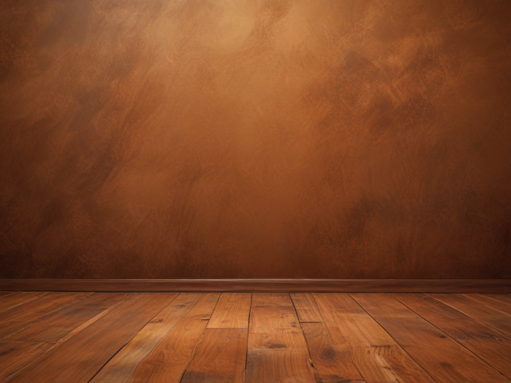 Warm and Inviting Brown Wall with Rich Wooden Floor Texture.