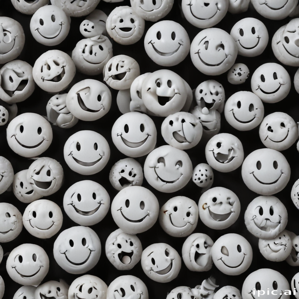 A Vibrant Collection of Smiley Faces in Various Expressions and Sizes