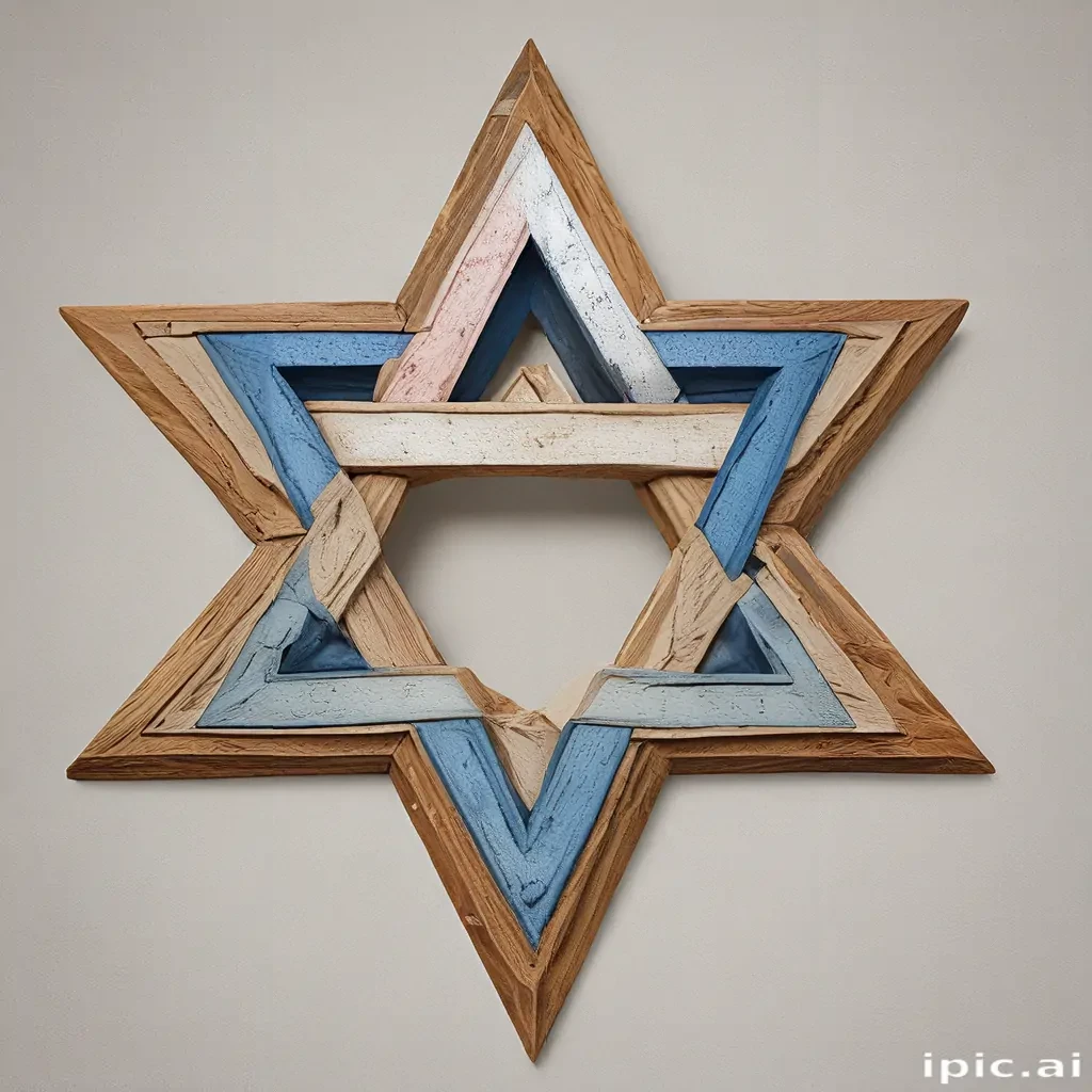 Elegant Star of David Crafted from Colorful Wooden Frames and Textures