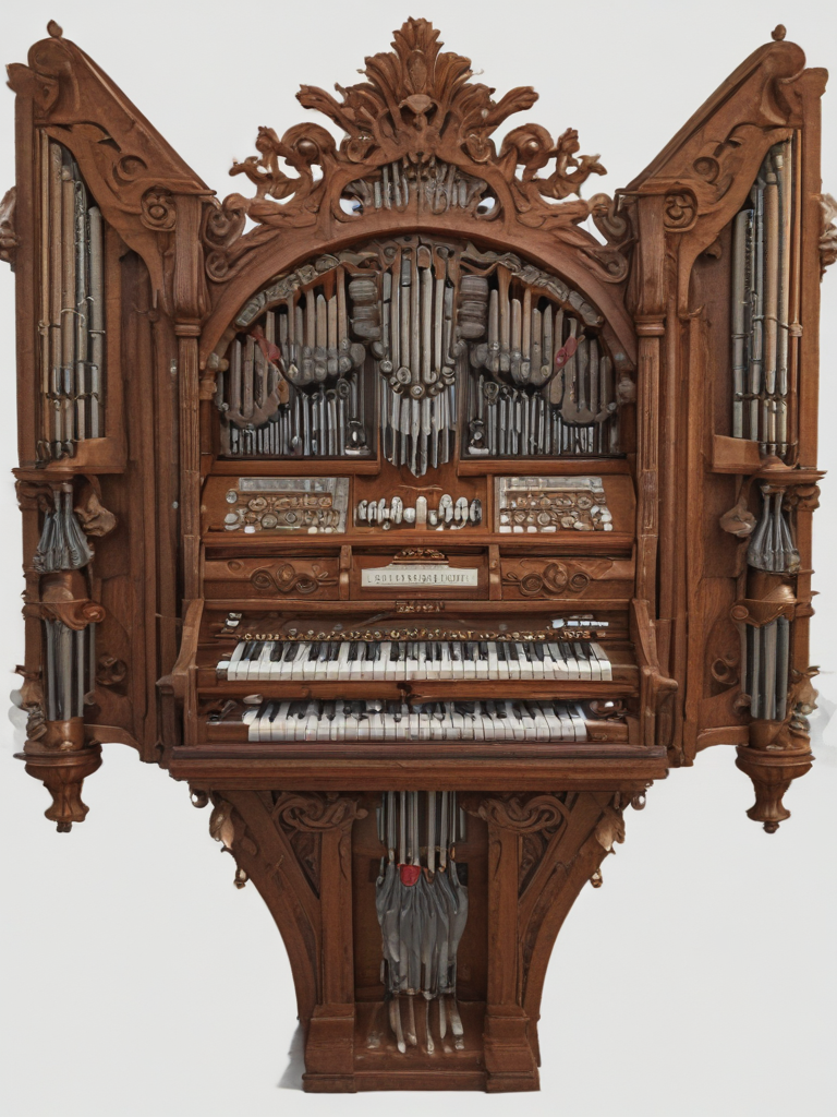 Intricately Carved Antique Organ with Exquisite Woodwork and Pipes
