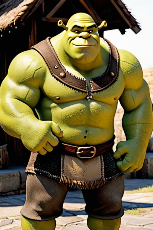 Buff Shrek posing