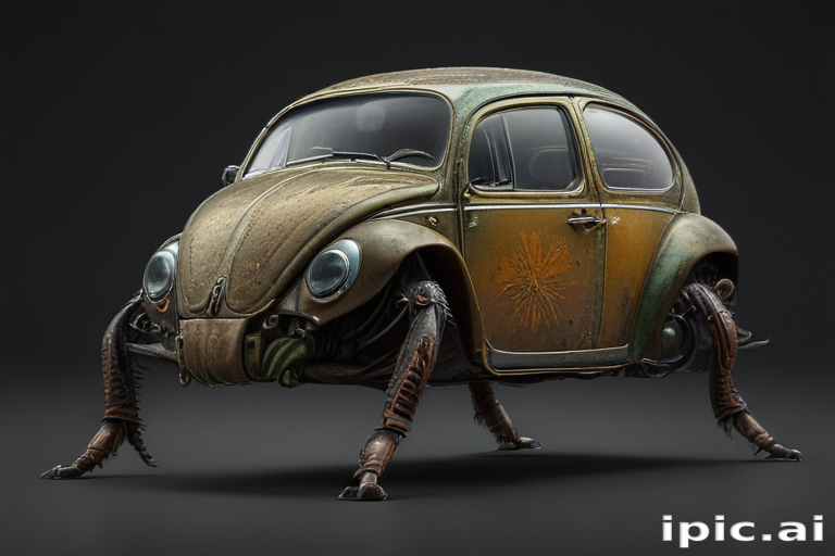 Unique Vintage Car Transformed into a Mechanical Insect with Spider Legs