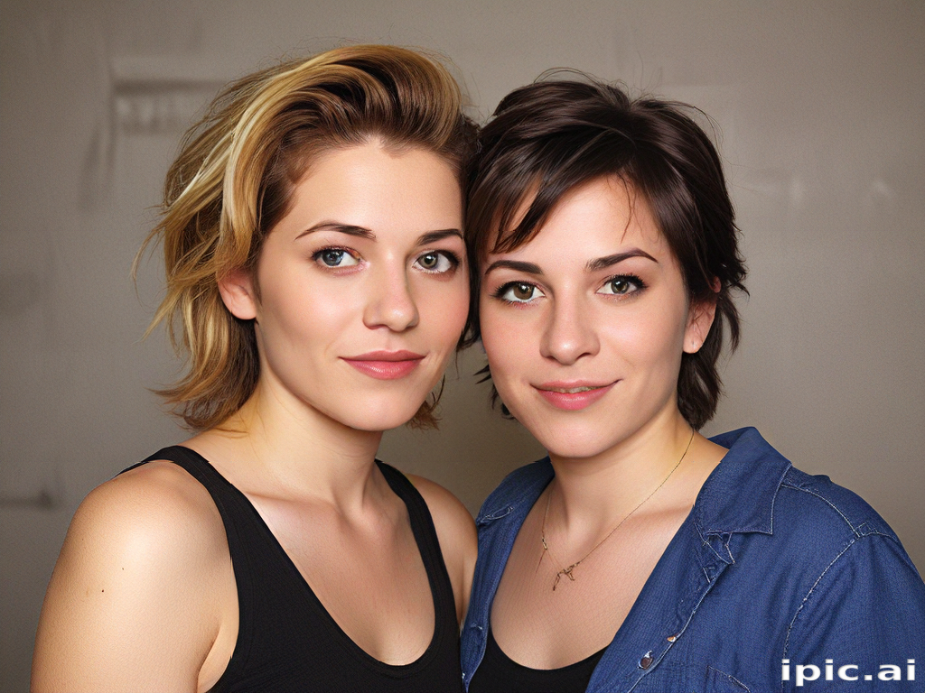 Two Young Women with Different Hairstyles Posing Together for a Portrait
