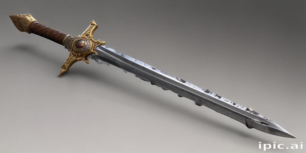 Exquisite Fantasy Sword with Intricate Design and Decorative Handle Details