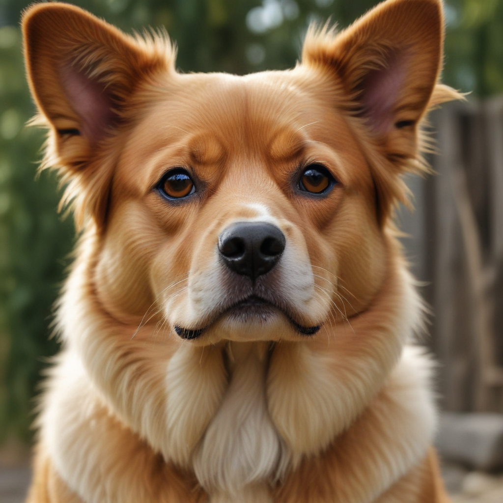 A Beautiful Golden Dog with Expressive Eyes Staring at the Camera.