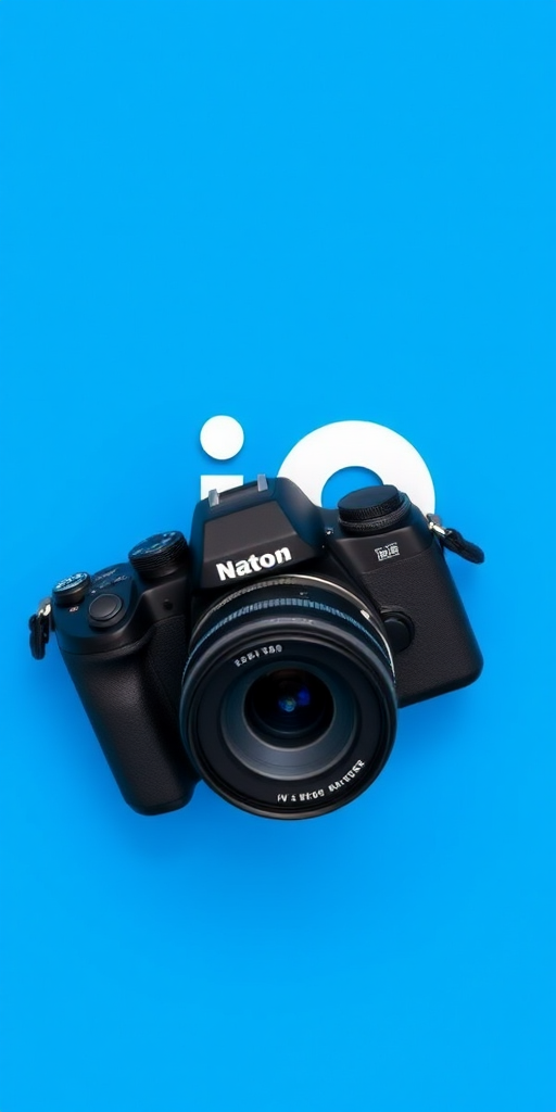 Modern Camera Design Showcasing Natron Brand Against a Vibrant Blue ...