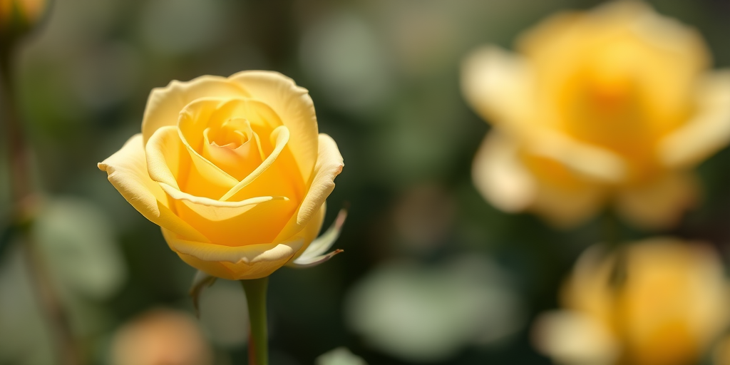Beautiful Yellow Roses Blooming in a Sunny Garden Setting