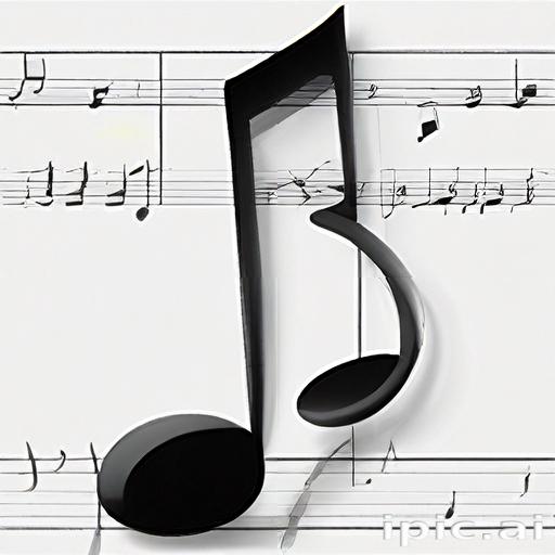 Stylized Musical Note Against a Background of Sheet Music Notation
