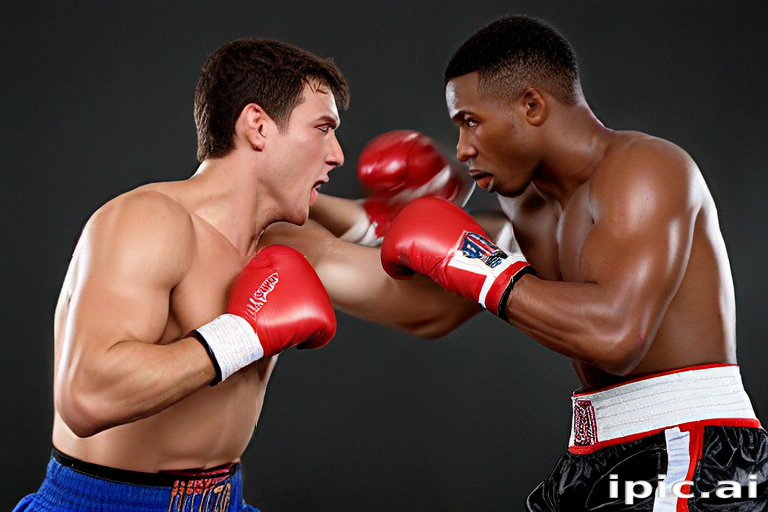 Intense Face-Off Between Two Skilled Boxers in the Ring