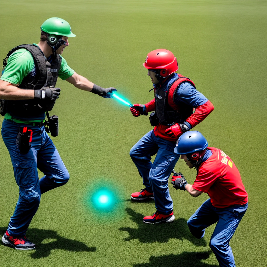 Laser tag battle red vs green