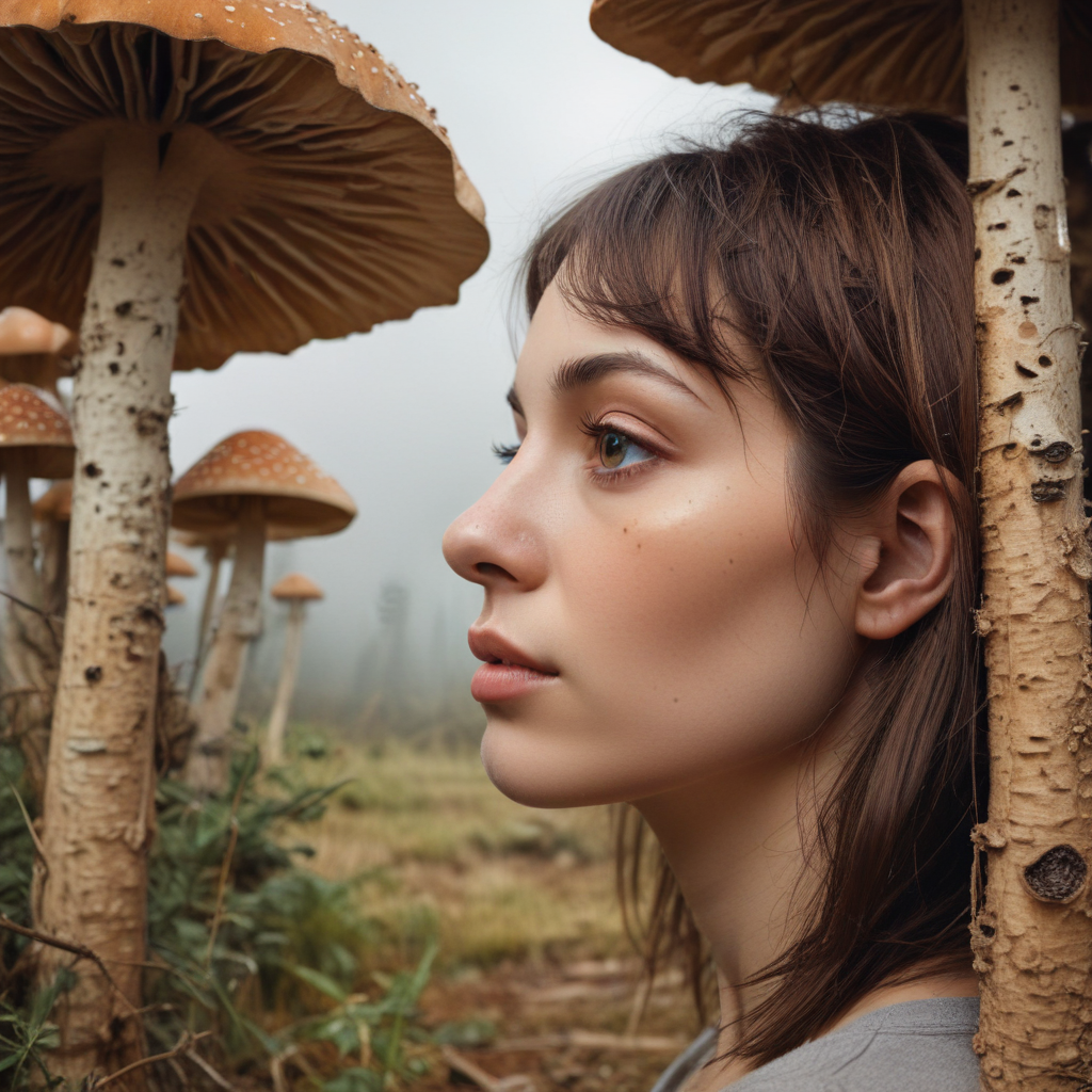 face, side profile, brown eyes, wide eyes, surrealism, brutalist ...