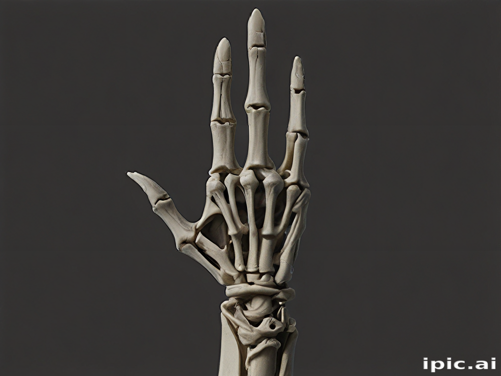 Anatomical Model of a Human Hand Skeleton Displaying Detailed Bone ...