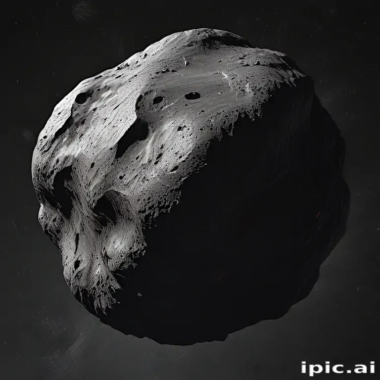 Close-Up View of an Asteroid with Unique Texture and Formations