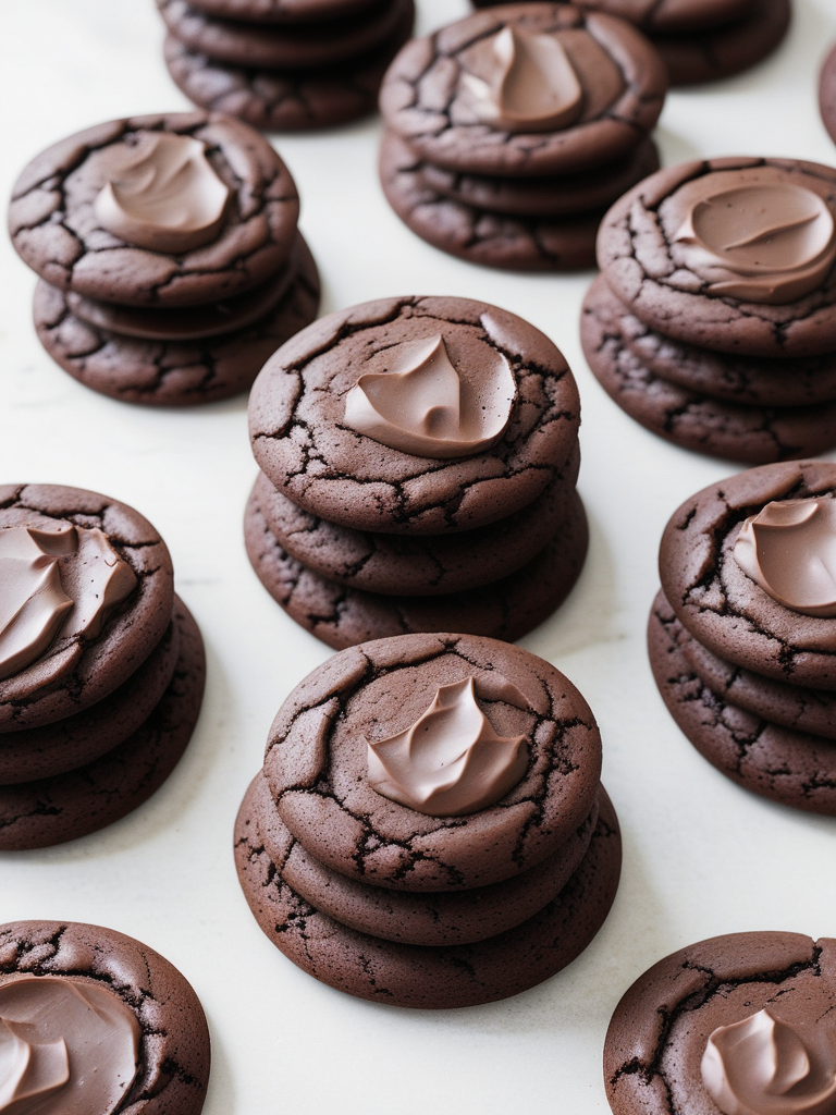 Deliciously Decadent Double Chocolate Cookies with Creamy Frosting on Top