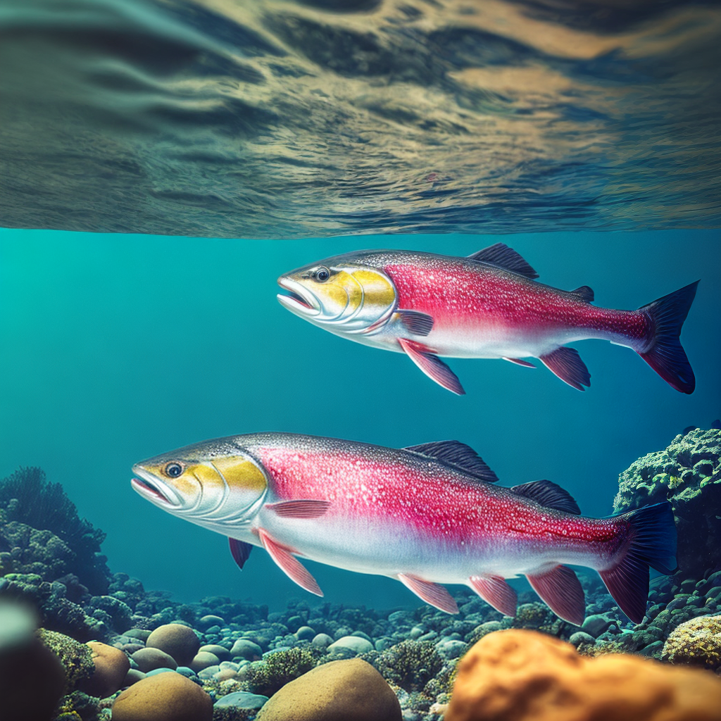 trout image cinamatic colour and nature in this image , neon color ...