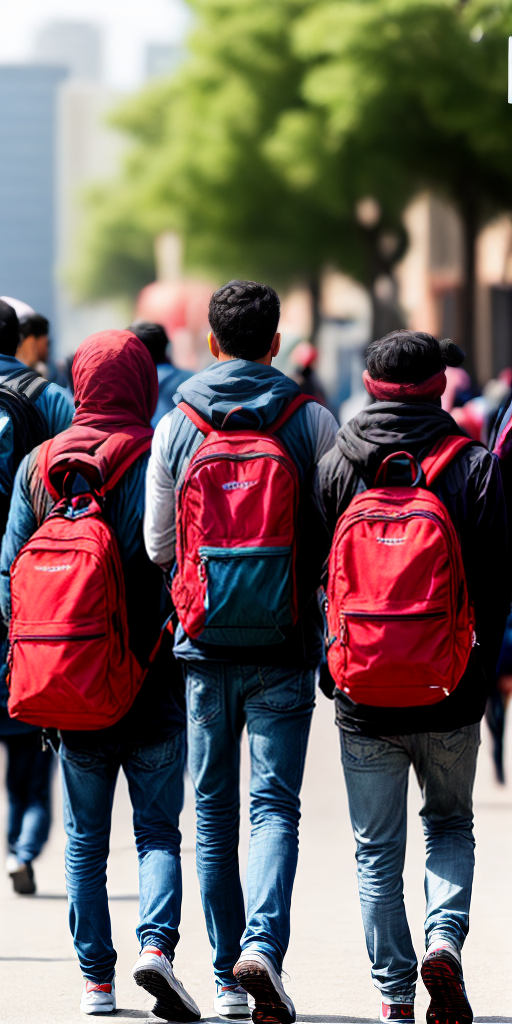 Group of arabs throwing backpacks