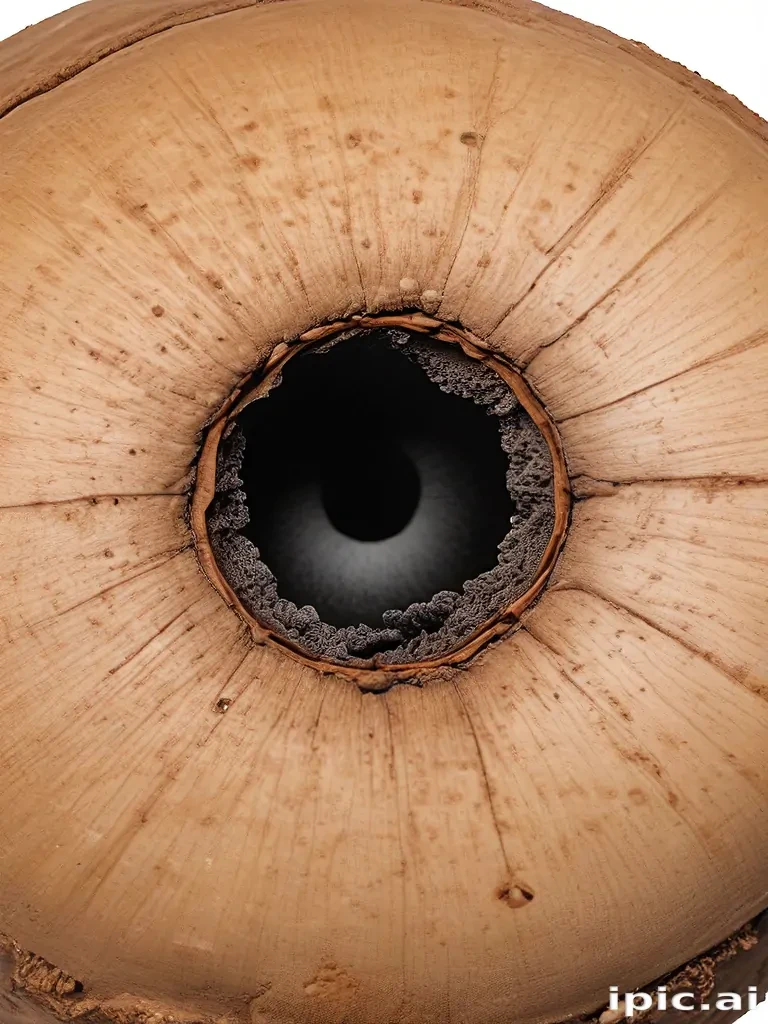 Intriguing Close-Up of a Hollowed-Out Natural Object with Unique Texture