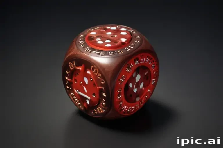 Intricate Design of a Unique Multi-Sided Dice with Decorative Symbols
