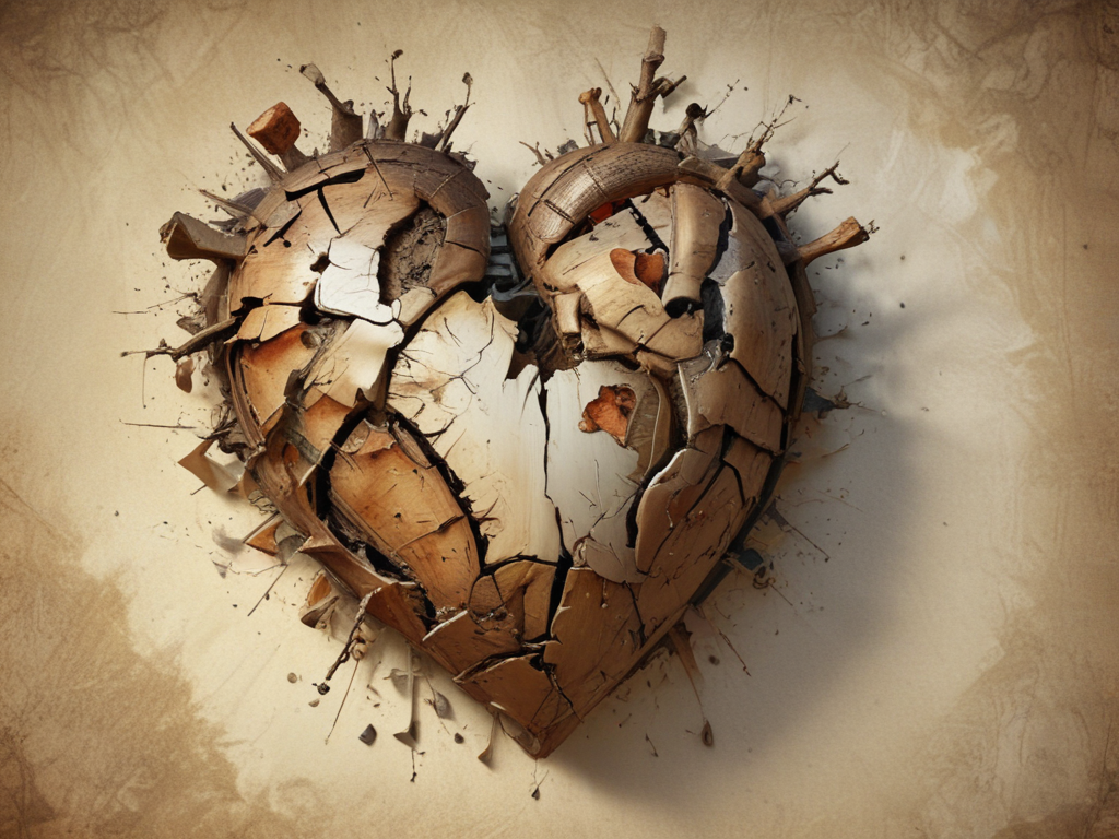 Fragmented Love: A Heart Shattered and Reassembled in Unique Artistry
