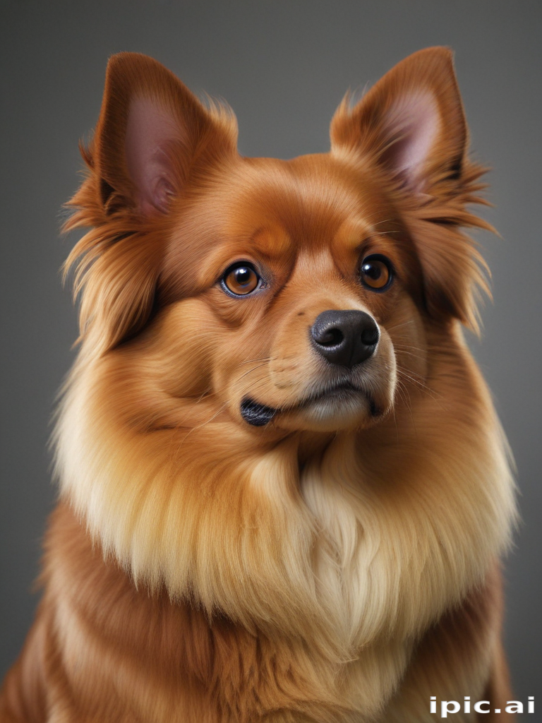 A Beautiful Close-Up Portrait of a Fluffy, Golden-Furred Dog.