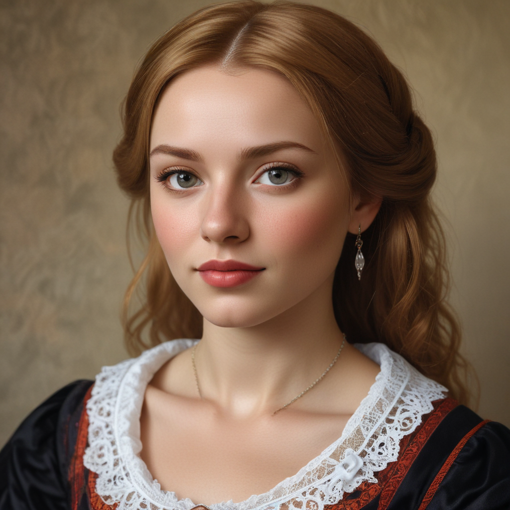 English tudor maiden, detailed portrait, light hair