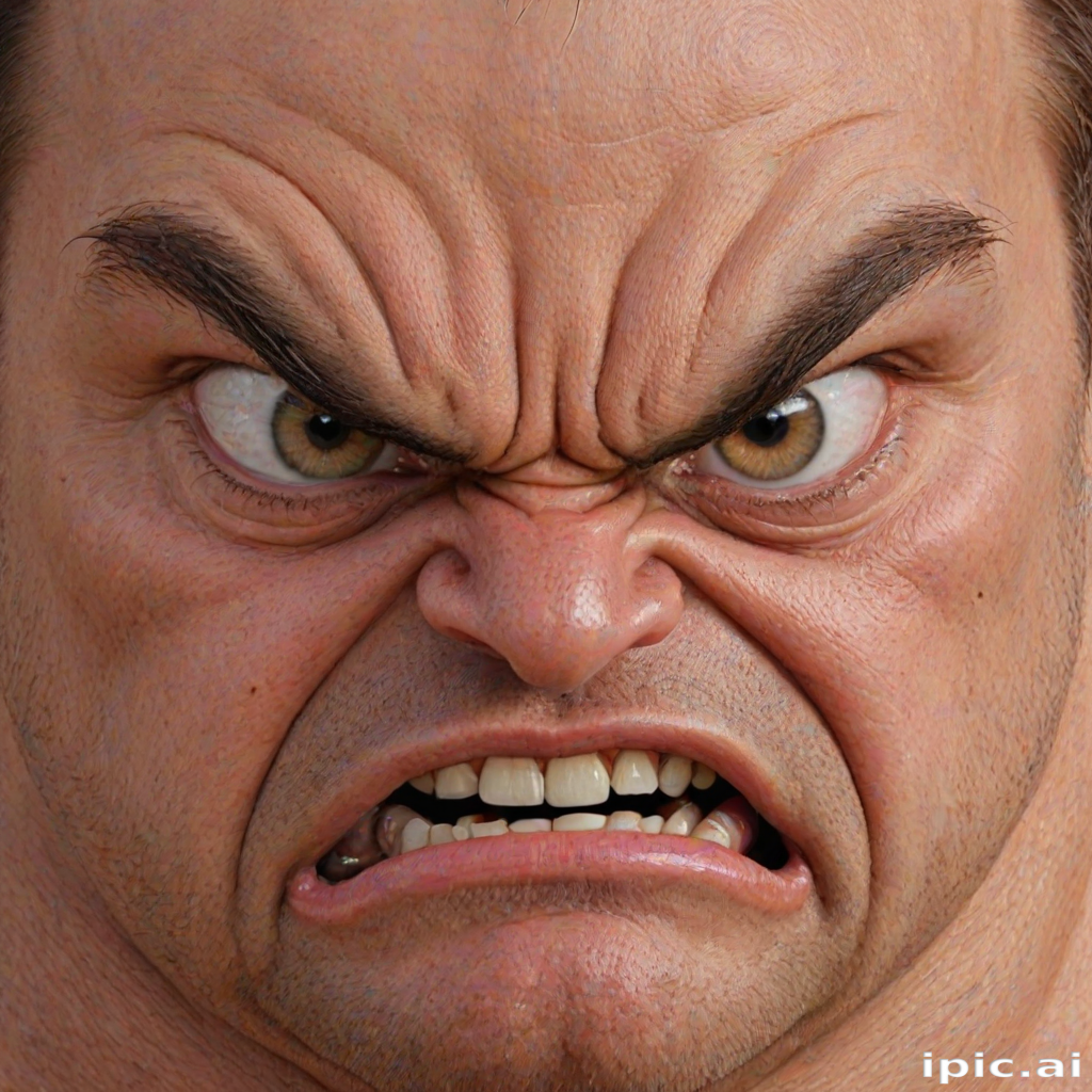 Intense Expression of Anger Captured in a Realistic Facial Portrait