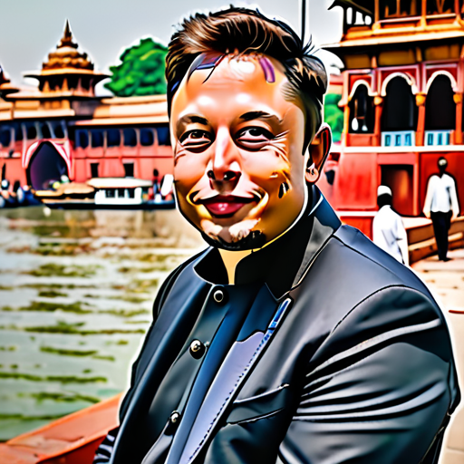 elon musk in monk look at banaras ghat