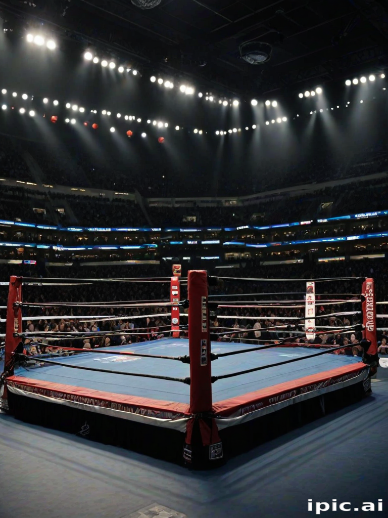 Exciting Boxing Match Set in a Packed Arena Under Bright Lights