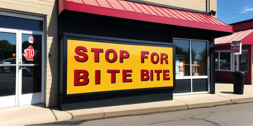 Red Octagonal Stop Sign with Bold White Letters on a Gray Background