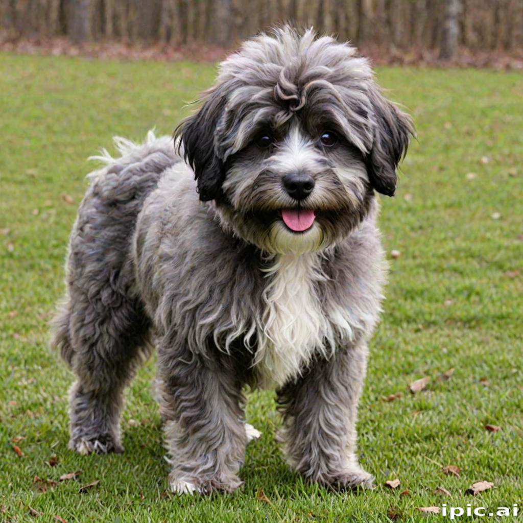 A Playful Fluffy Dog Enjoying a Beautiful Day in the Park.