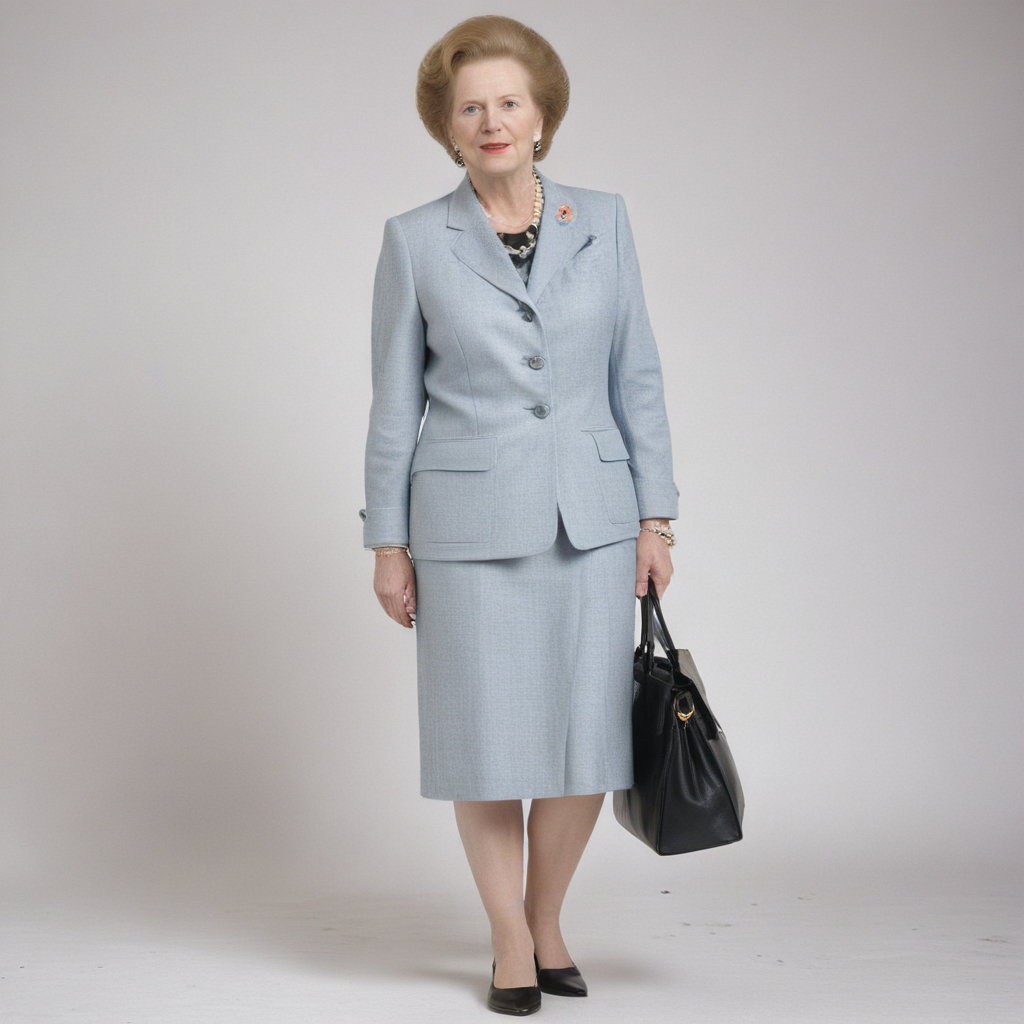 Margaret Thatcher standing up full figure white background