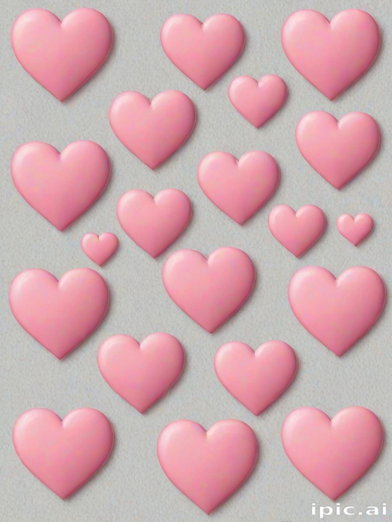 Colorful Collection of Pink Hearts in Various Sizes on a Soft Background