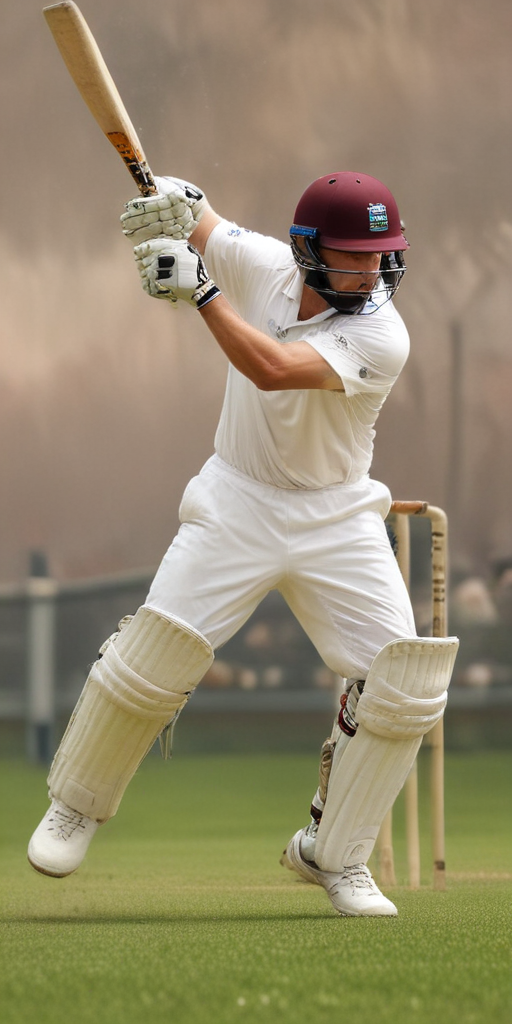 Cricketer in Action: Striking the Ball with Precision and Focus
