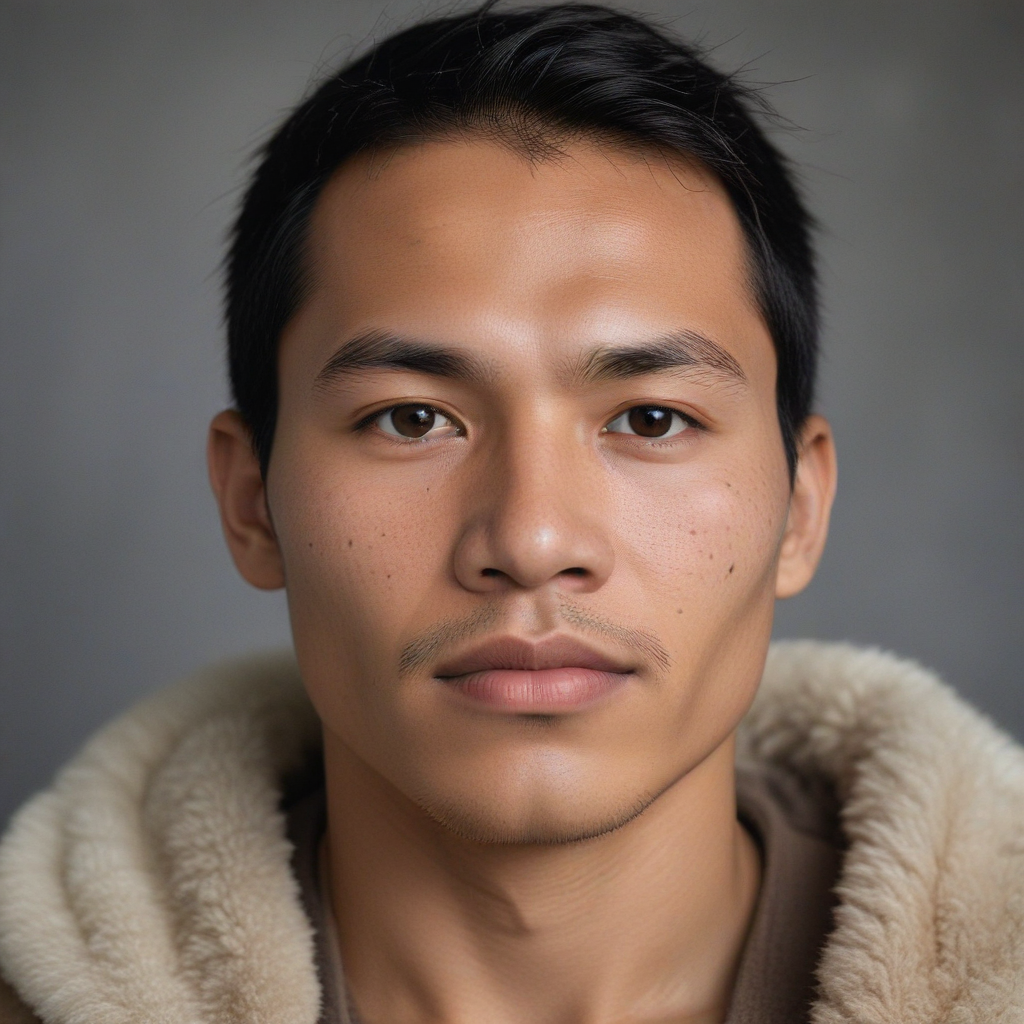 mixed east asian southeast asian inuit amerindian man