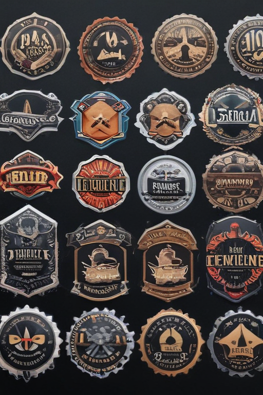 Collection of Vintage Badges Featuring Unique Designs and Intricate Details