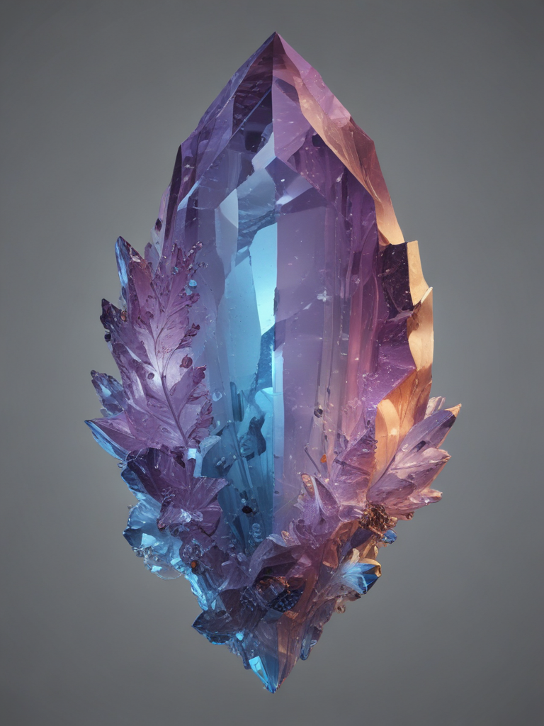 Stunning Multicolored Crystal With Intricate Leaf-Like Patterns and ...