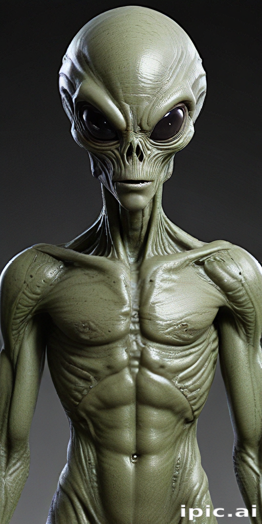 Intriguing Alien Figure with Distinct Features and Unusual Skin Tone