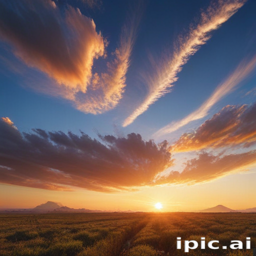 Stunning Sunset Over a Wide Open Field with Colorful Clouds