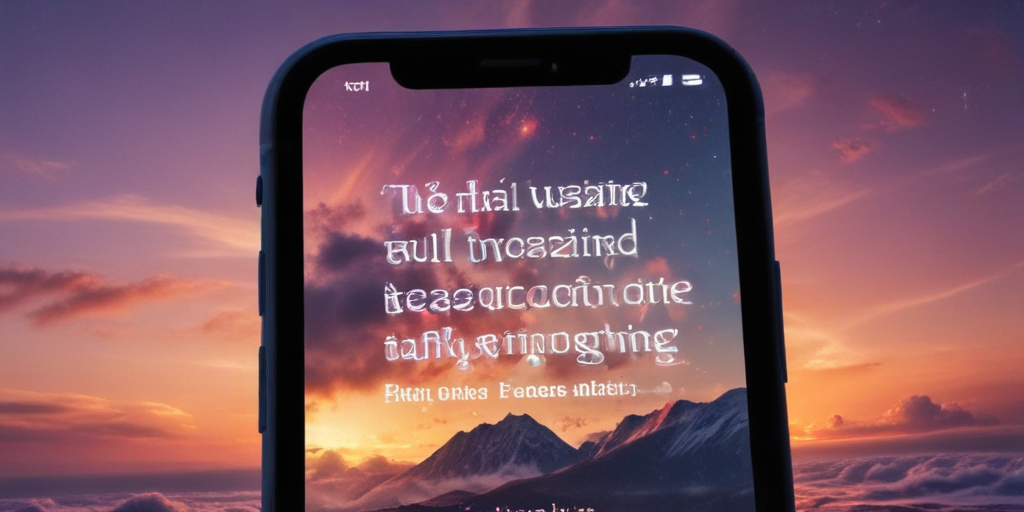 Smartphone Displaying Intriguing Text Against a Beautiful Sunset Background