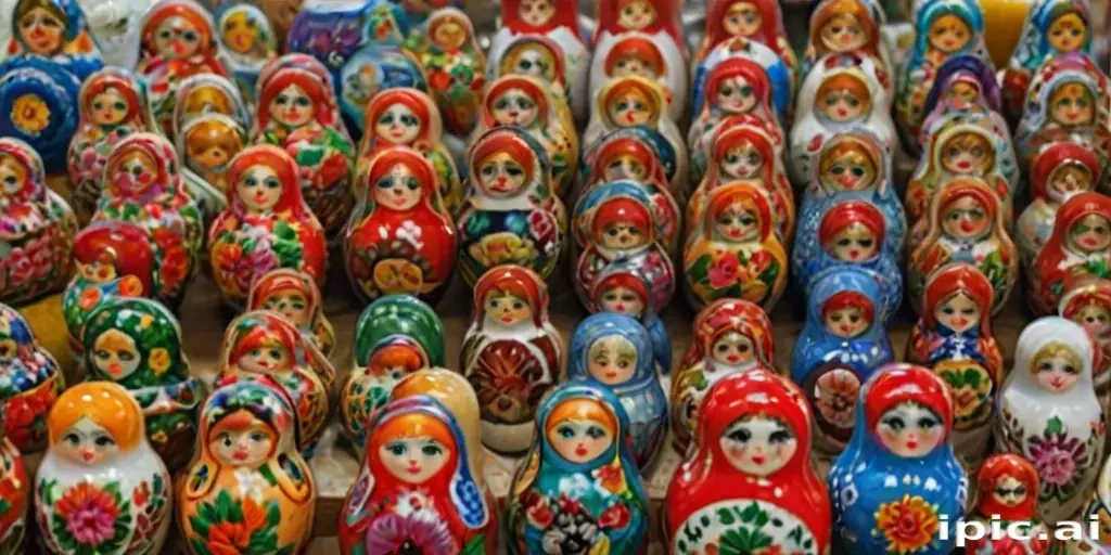 A Colorful Display of Traditional Russian Matryoshka Dolls in Various ...