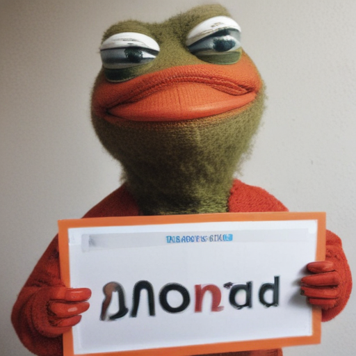 Pepe meme holding a sign that says monad