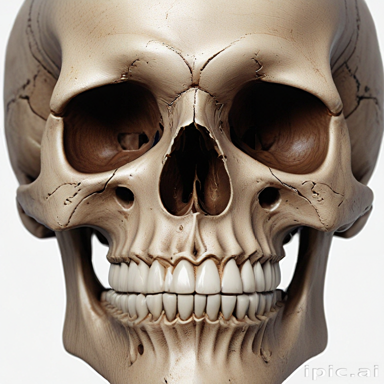 Intricate Details of a Realistic Human Skull Model Displayed in Close-Up