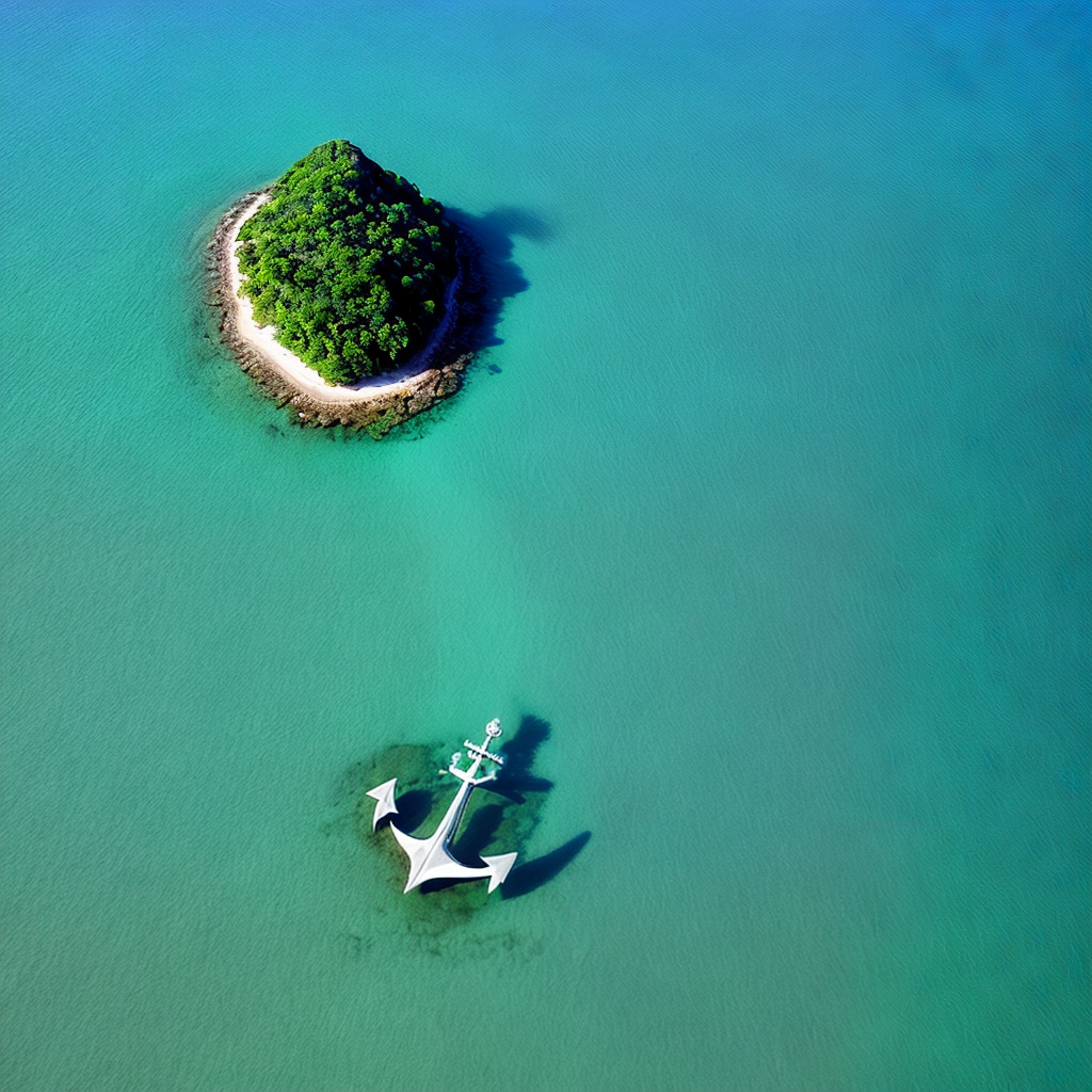anchor at the bottom of the ocean surrounded by money